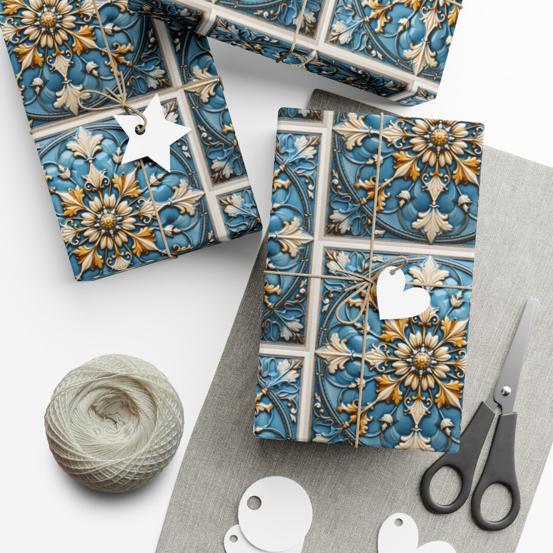 Dusty Blue Medieval Wrapping Paper Present Wrapping Paper Roll Custom ...