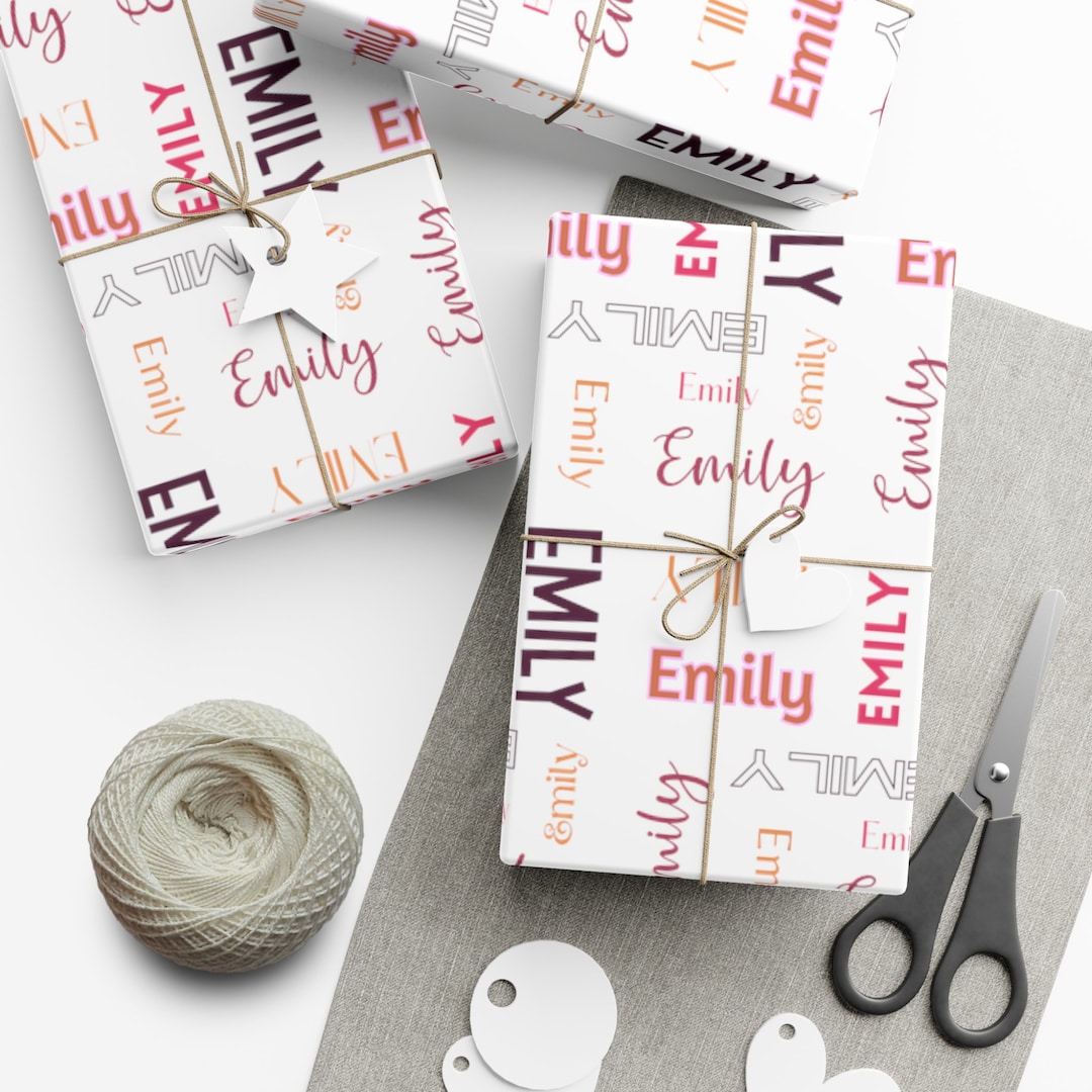 Custom Wrapping Paper With Name, Wrapping Paper Roll Pink Names ...