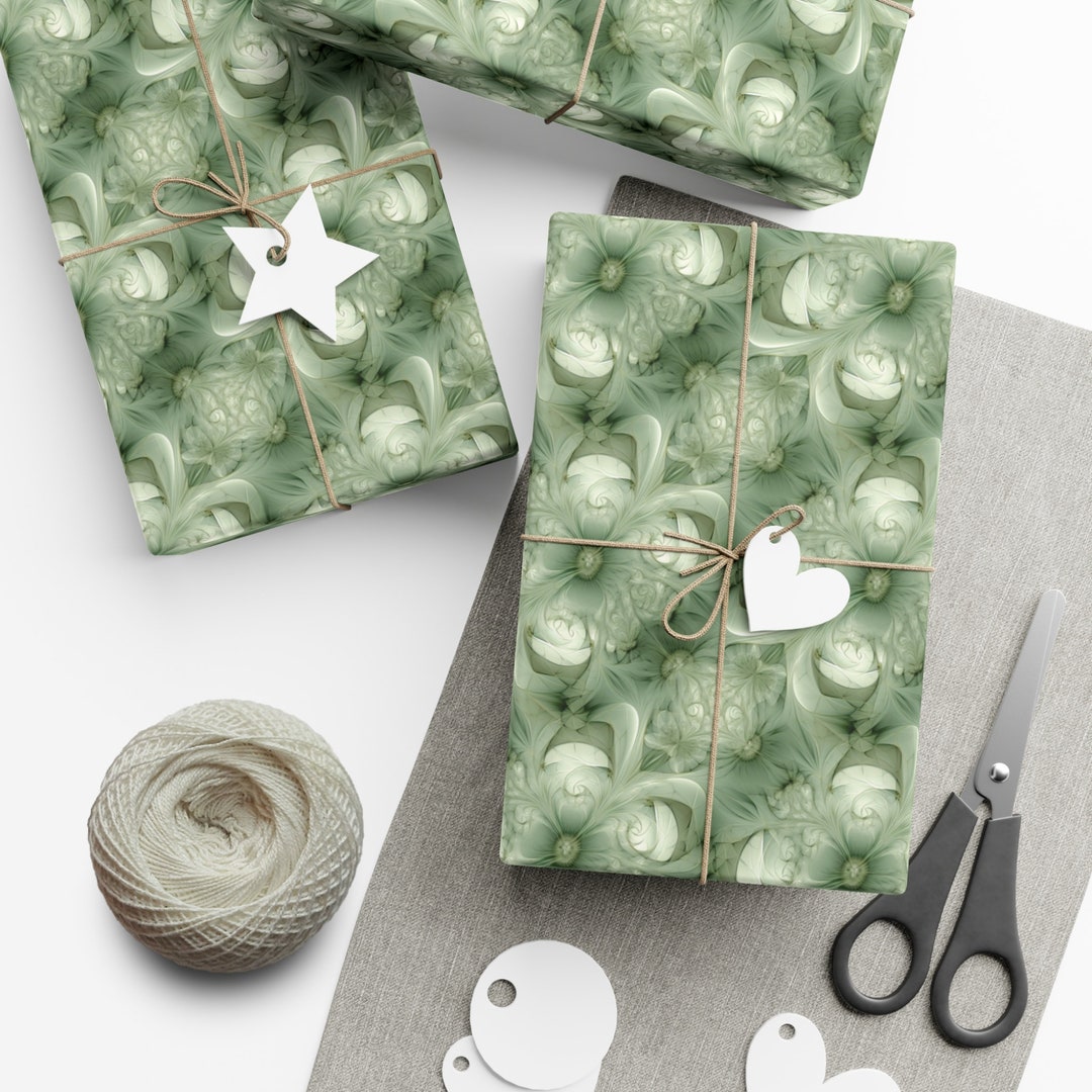 Wrapping Paper Sage Green, Eco-friendly Paper, Elegant Sage Giftwrap ...