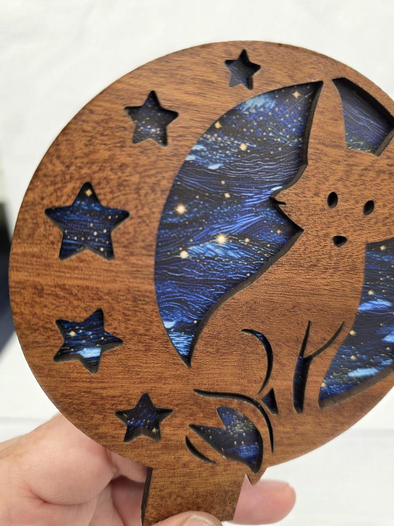 Fox Nightlight, Laser Cut Wood Night Light, Celestial Fox Wall Plug In ...