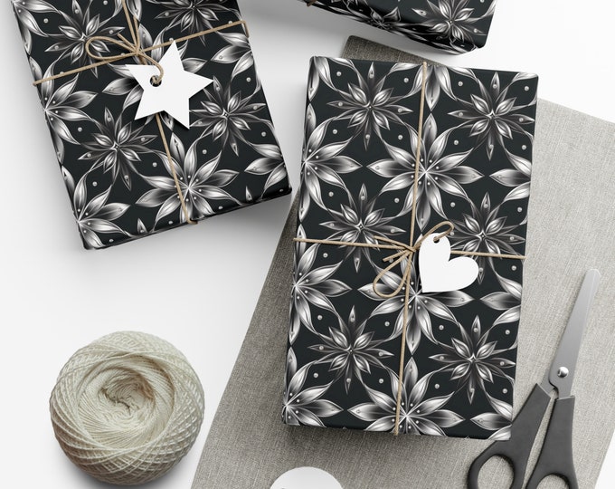Chic Gift Wrap Elegant Wrapping Paper Classic Bow Gift Wrap Black and ...