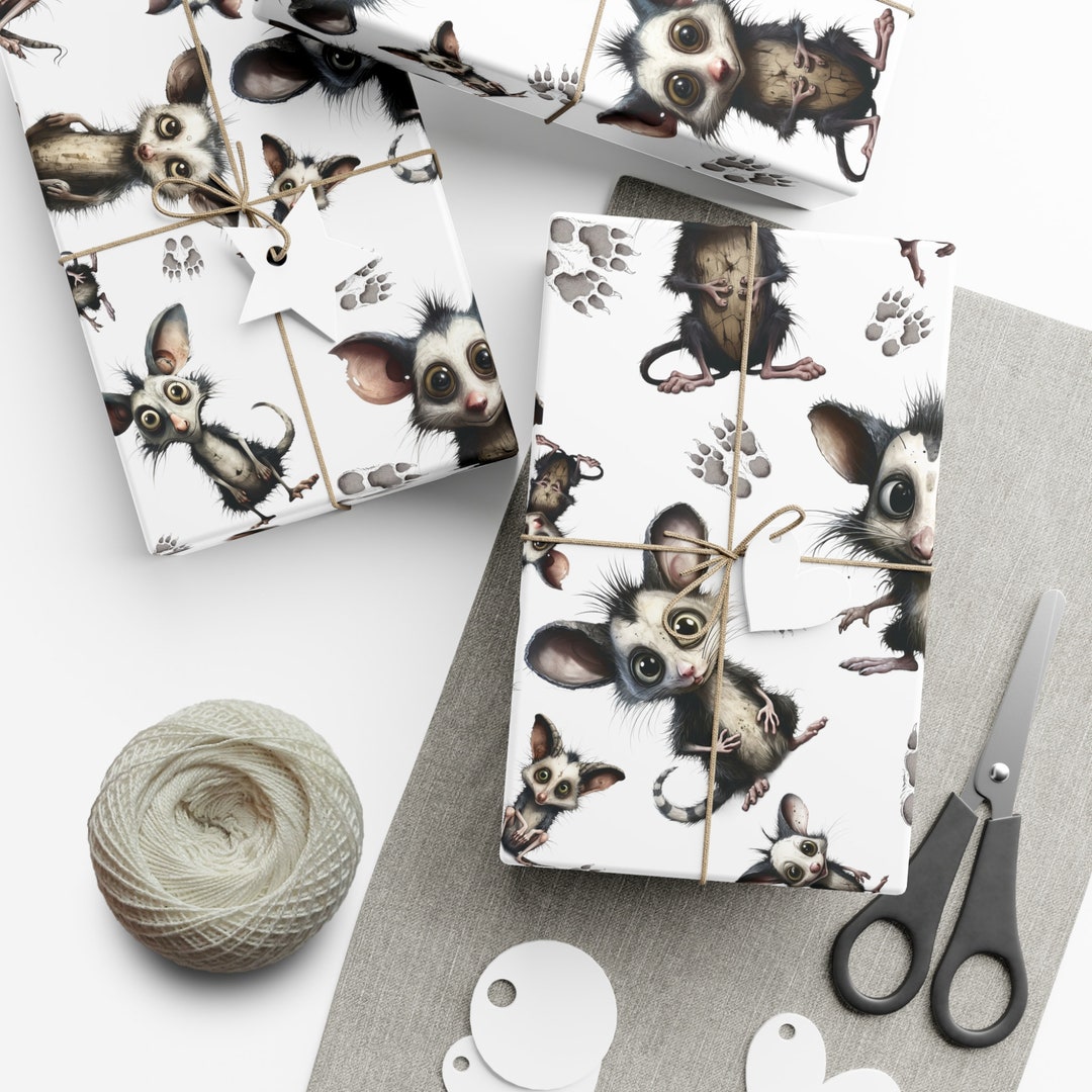 Possum Wrapping Paper, Opossum Lover Giftwrap, Quirky Animal Wrapping ...