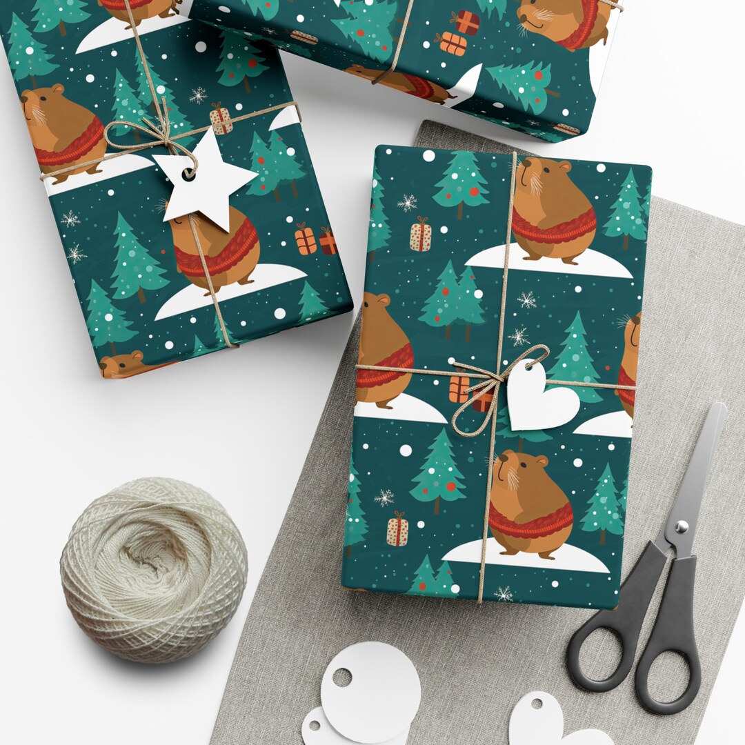 Capybara Christmas Wrapping Paper Rolls, Cute Holiday Gift Wrap for ...