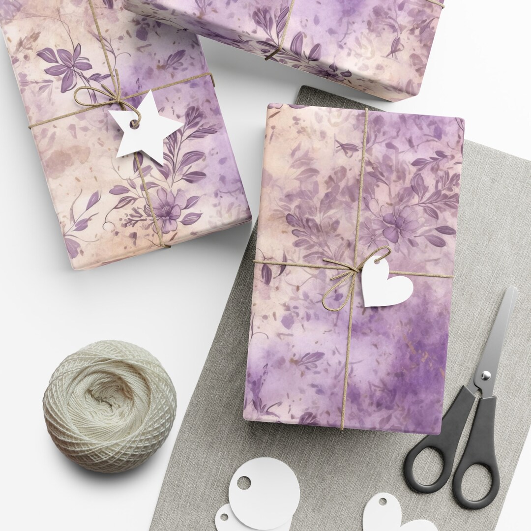 Purple Lilac Wrapping Paper, Birthday or Mother's Day Gift Wrapping ...