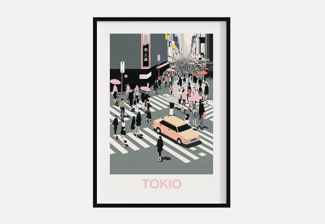 Japan Tokyo Print Shibuya Crossing Digital Poster, Minimalist Tokyo ...