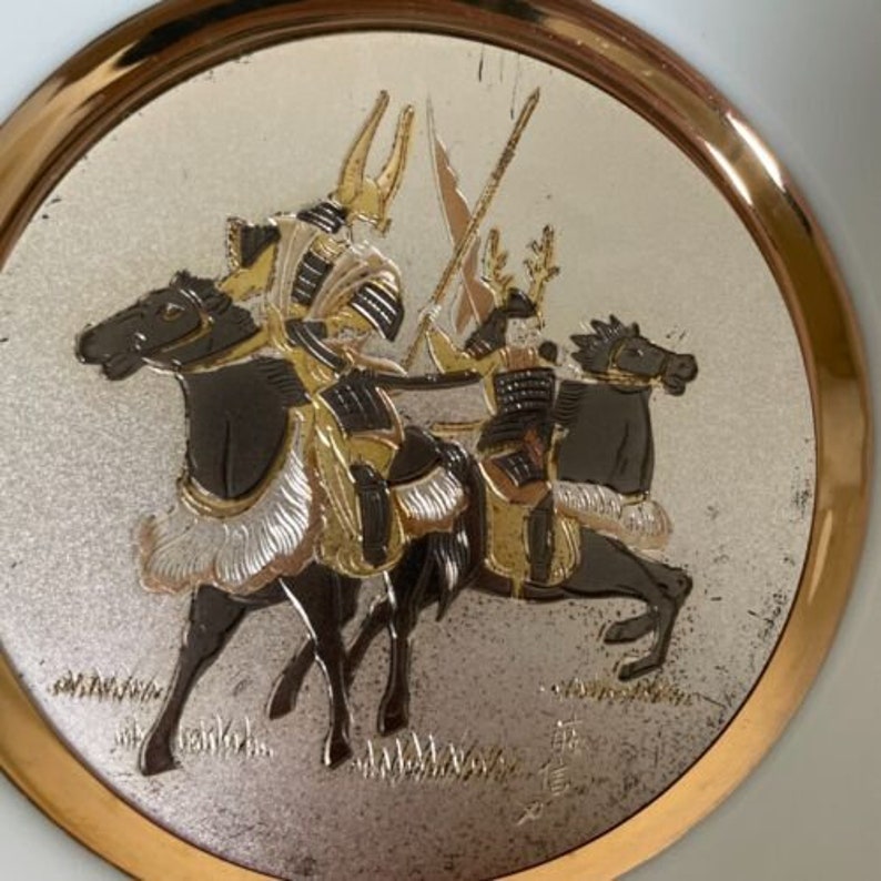 Vintage 24k Gold the Art of Chokin Gold Edged Samurai Plates Set of 5 ...