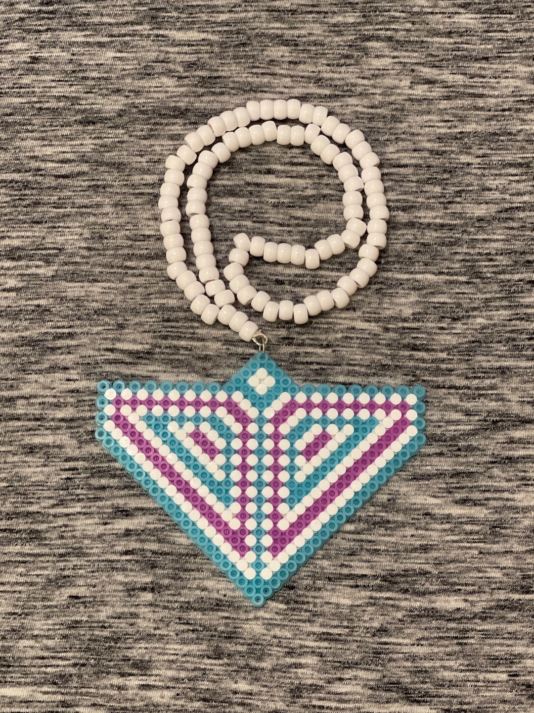 Glow in the Dark Triangle Shaped Perler Kandi Necklace for Rave ...