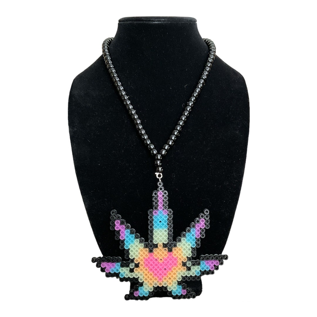 Glow in the Dark Marijuana Leaf Handmade Kandi Necklace Festival Rave ...