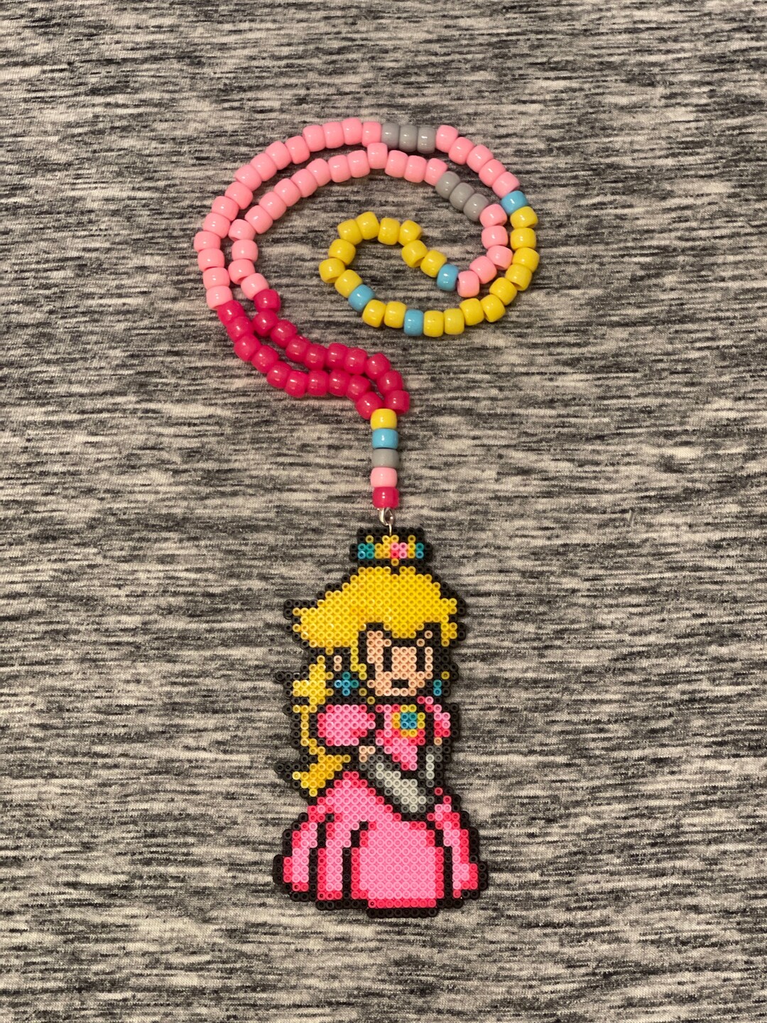 Mini Princess Peach Kandi Necklace for Festivals and Rave Events ...