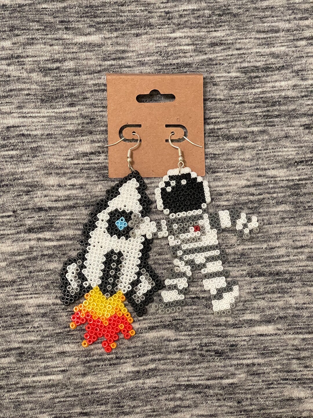 Spaceman and Rocket Ship Mini Kandi Earrings for Festivals and Rave ...