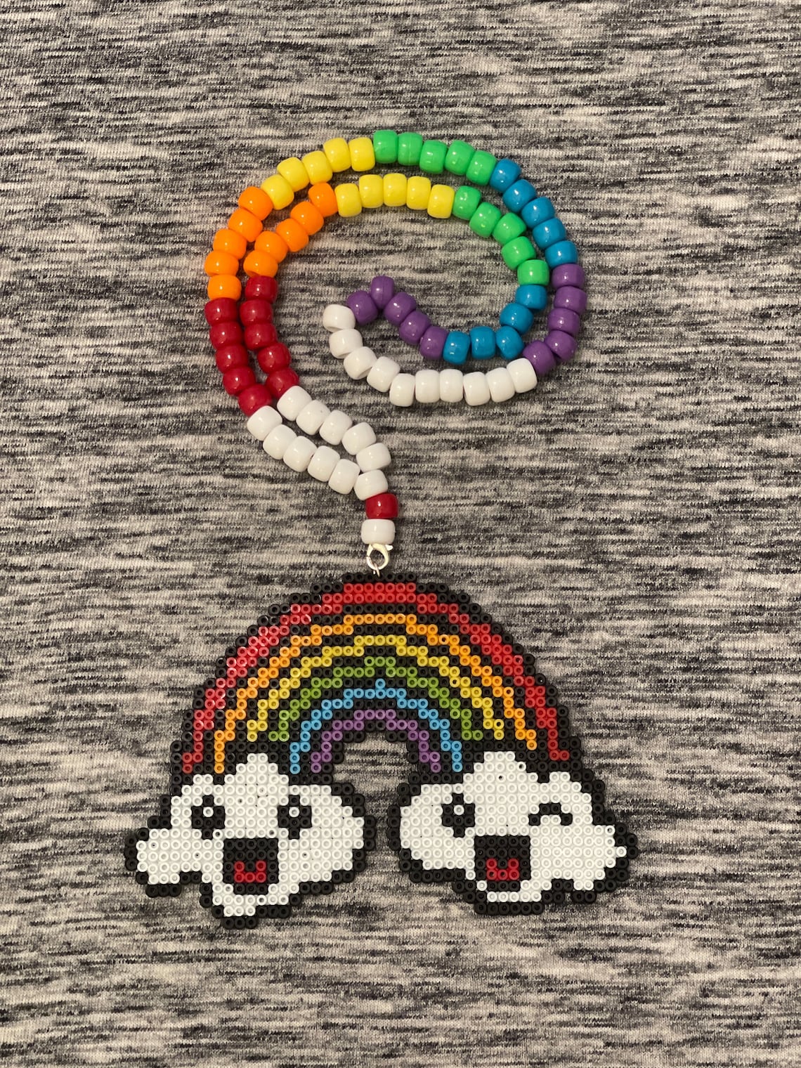 Adorable Winky Cloud Rainbow Mini Perler Kandi Necklace for Rave ...