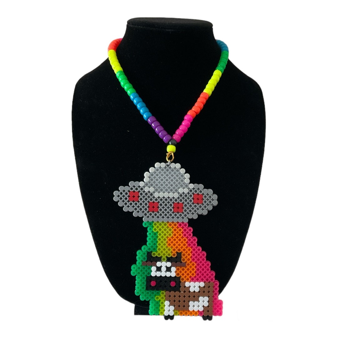 Cow Abduction UFO Neon Beams Perler Kandi Necklace for Festival Rave ...