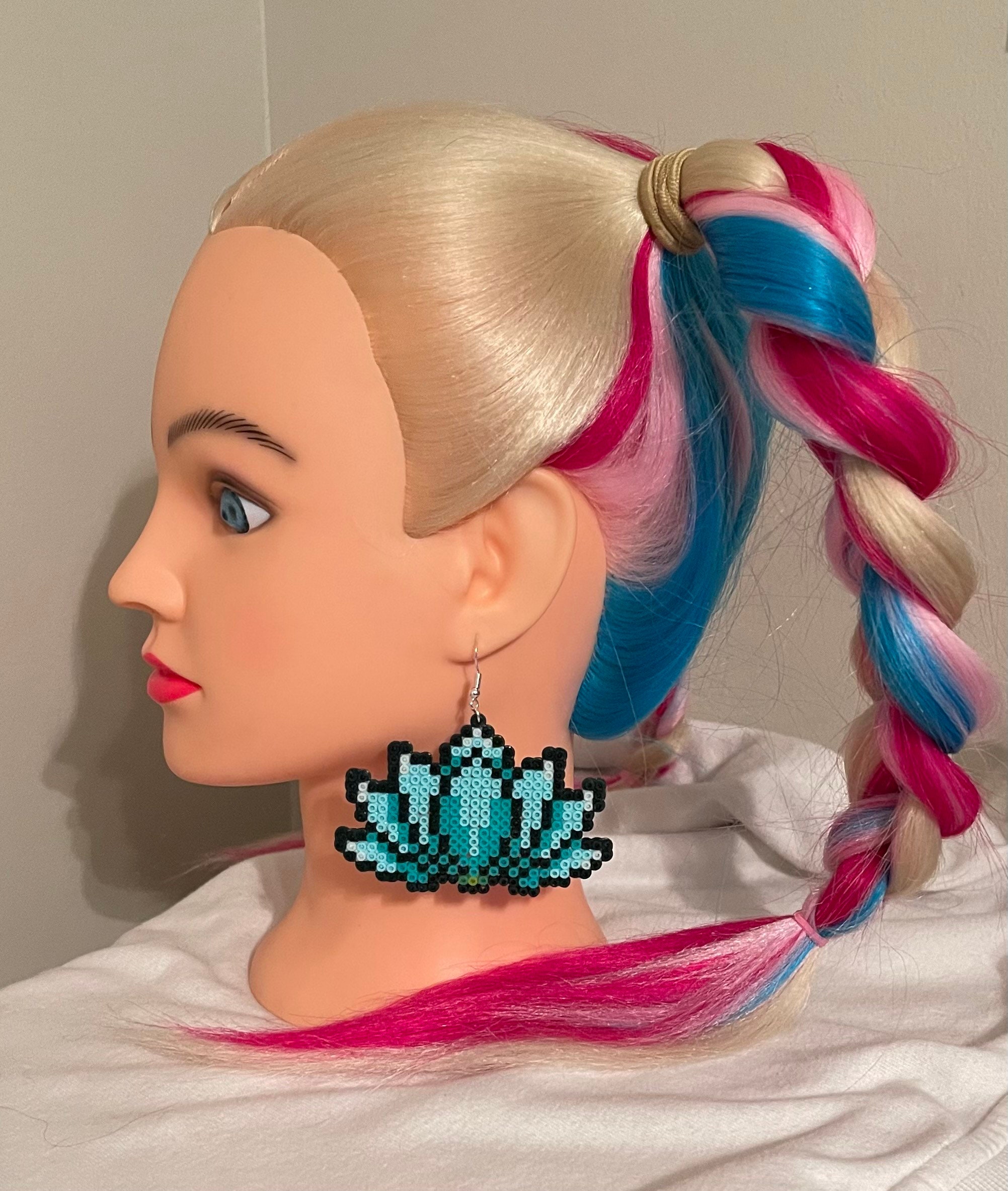 Blue Lotus Flower Mini Kandi Earrings for Festivals and Rave Events ...