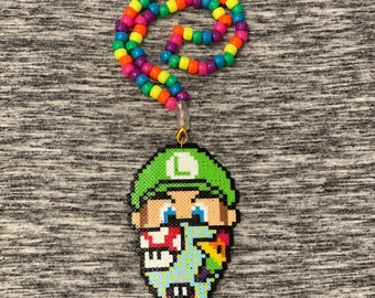 Mario Mini Kandi Necklace With Mini Perler Beads for Festival Party ...