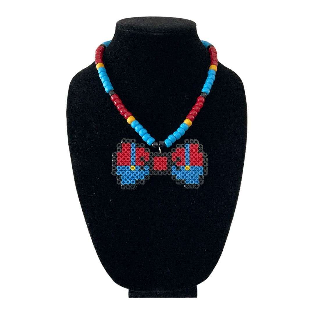 Mario Bow Tie Handmade Perler Kandi Necklace for Festival Rave Party ...