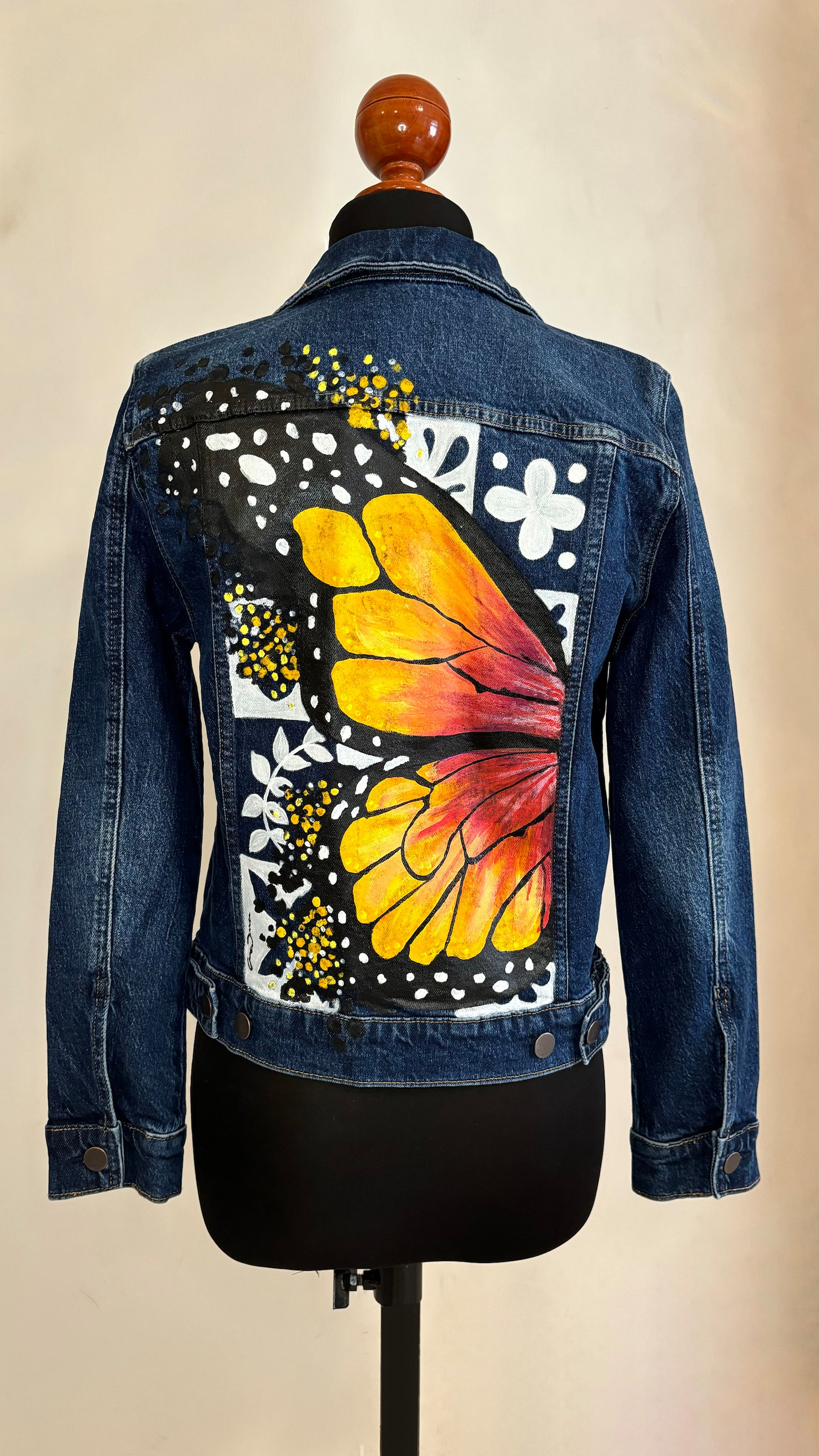 Hand-painted Butterfly Denim Jacket: Mexican Talavera Art - Etsy