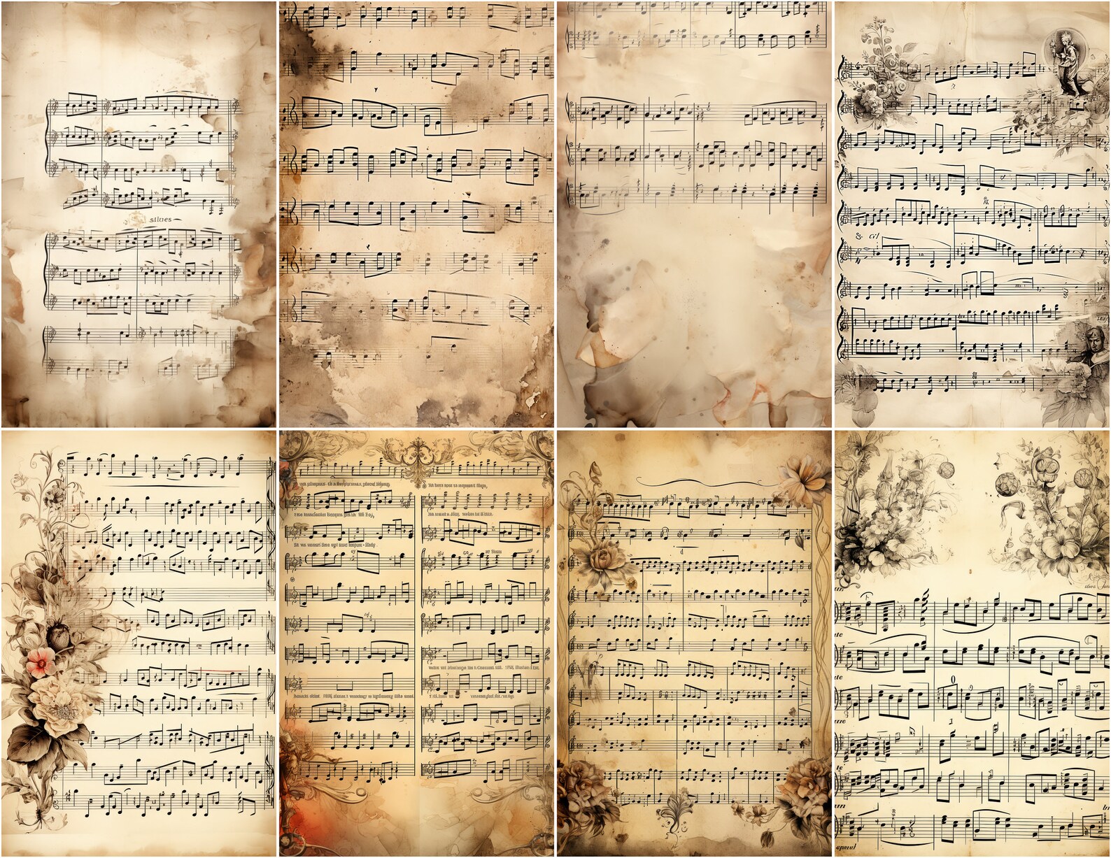 Old Music Sheets |background Journaling Papers, ATC Card, Crafting ...