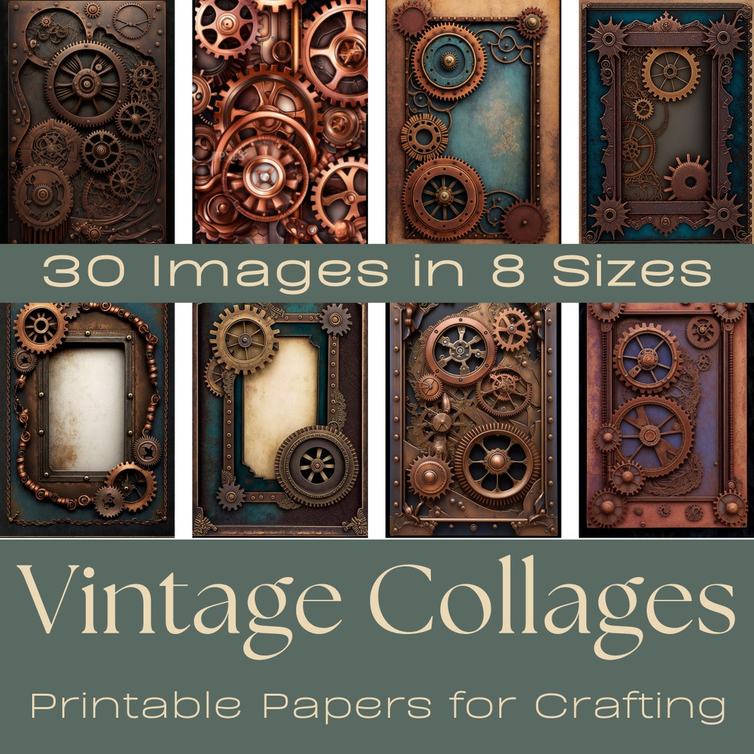 COGS and TOGS | Steampunk Papers, Digital Paper, Printable Junk Journal ...