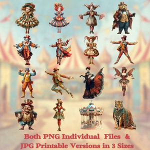Victorian Circus Clip Art, Transparent Background, Collage Supplies ...