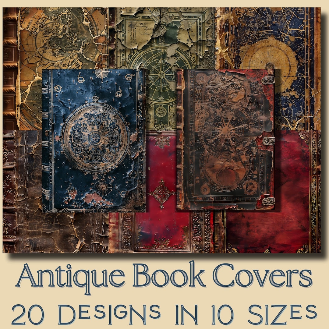 ANTIQUE BOOK COVERS | Junk Journaling Kit, Journal Backgrounds, Digital ...