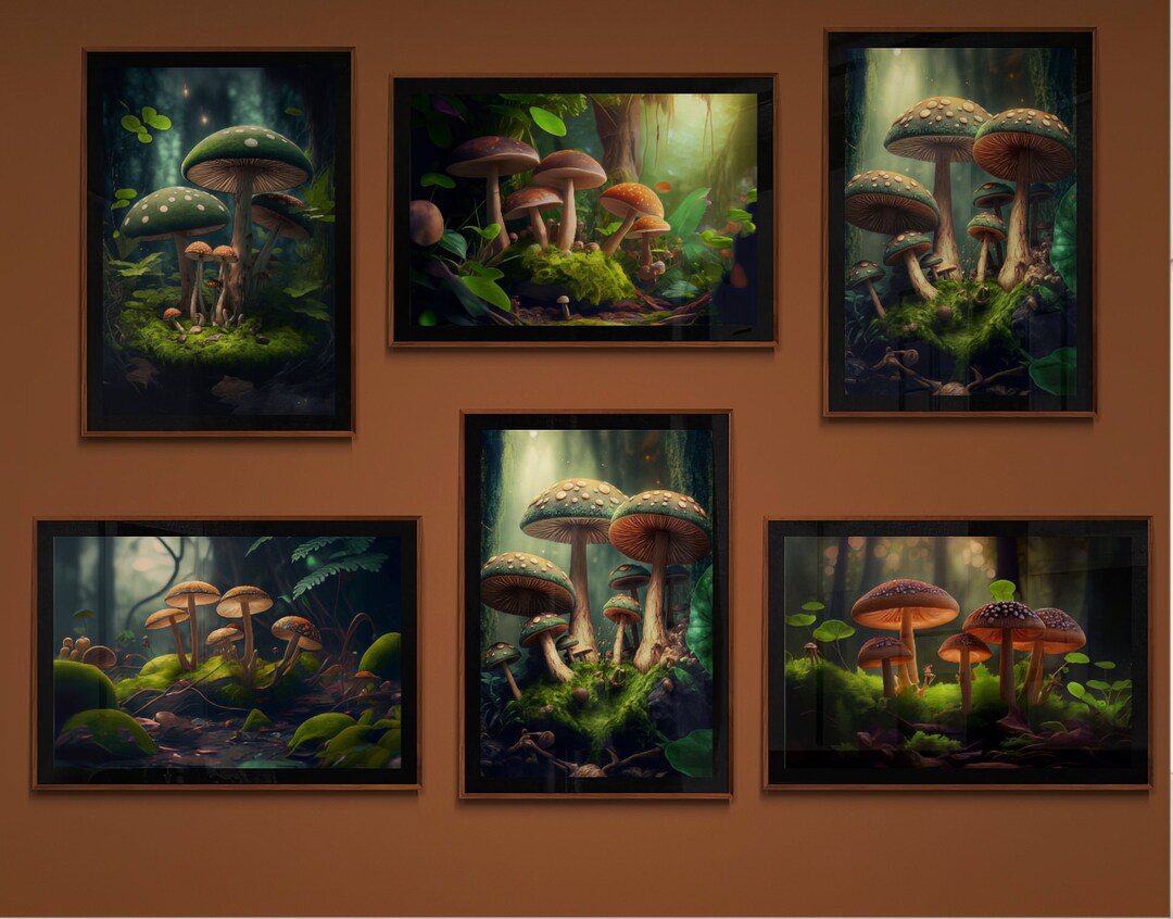 Downloadable Printable, Mushroom Decor, Gallery Wall Set of 6, Mushroom ...