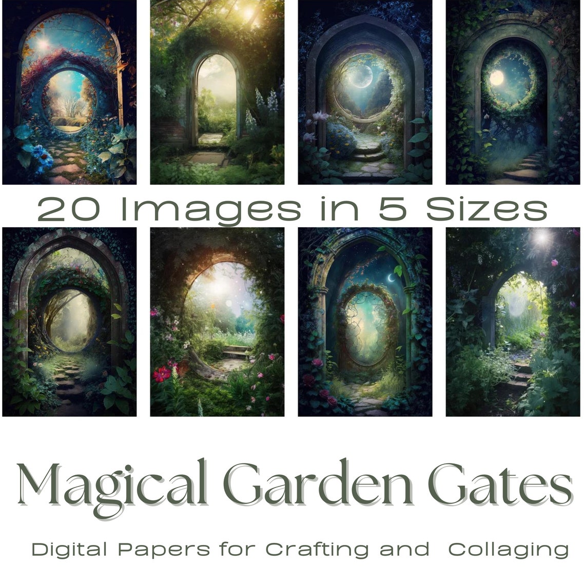 Magical Garden Gates, Printable Ephemera, Journaling Cards (digital ...