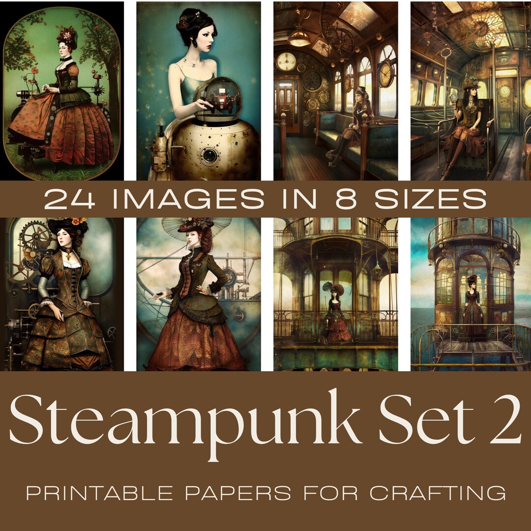 Steampunk Journaling Papers | Printable Ephemera, ATC Cards (digital ...