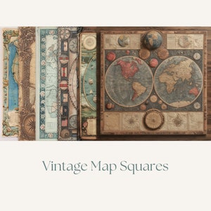Vintage Map Square Images | Printable Ephemera, Card Making (digital ...
