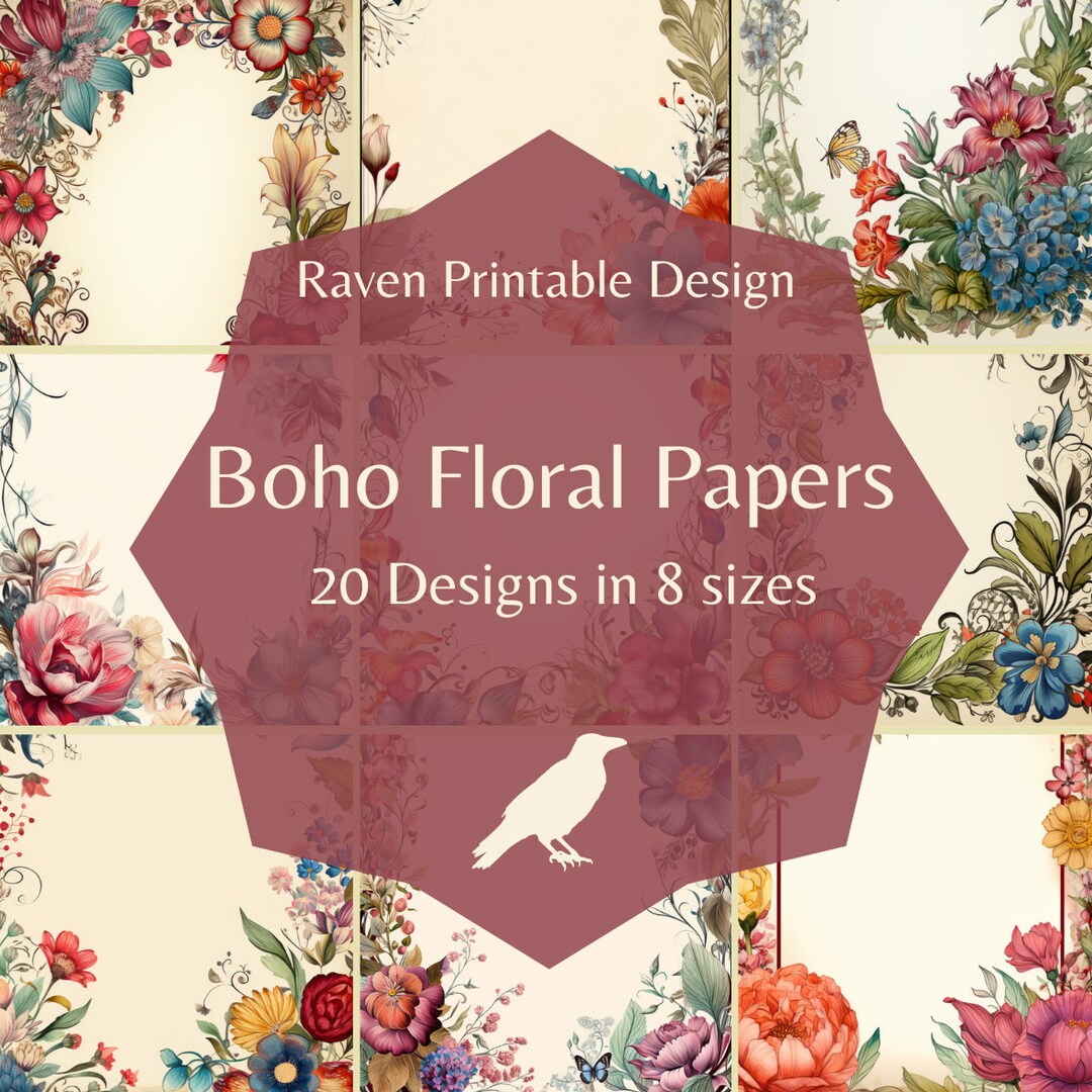 Boho Floral Papers | Journaling Papers, Boho Journal, Printable ...