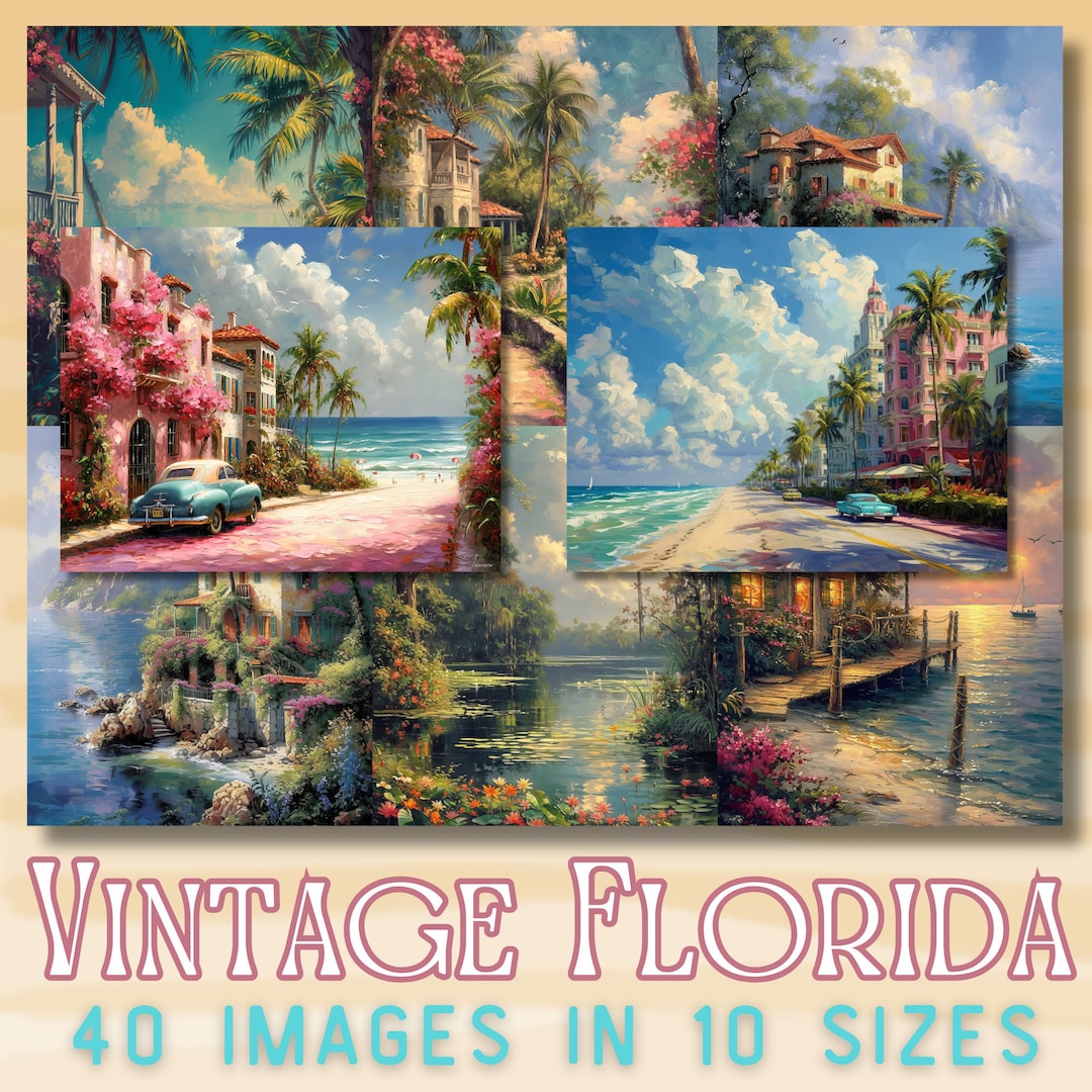 VINTAGE FLORIDA | Florida Print, Journaling Kit, ATC Cards, Digital ...