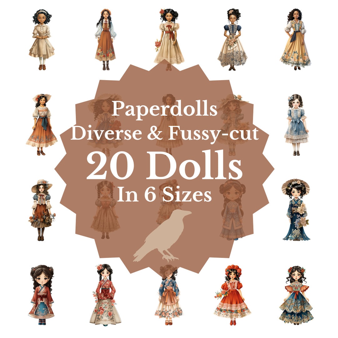 PAPER DOLLS | Diverse Fussy Cut Dolls, Stickers, Printable Junk Journal ...