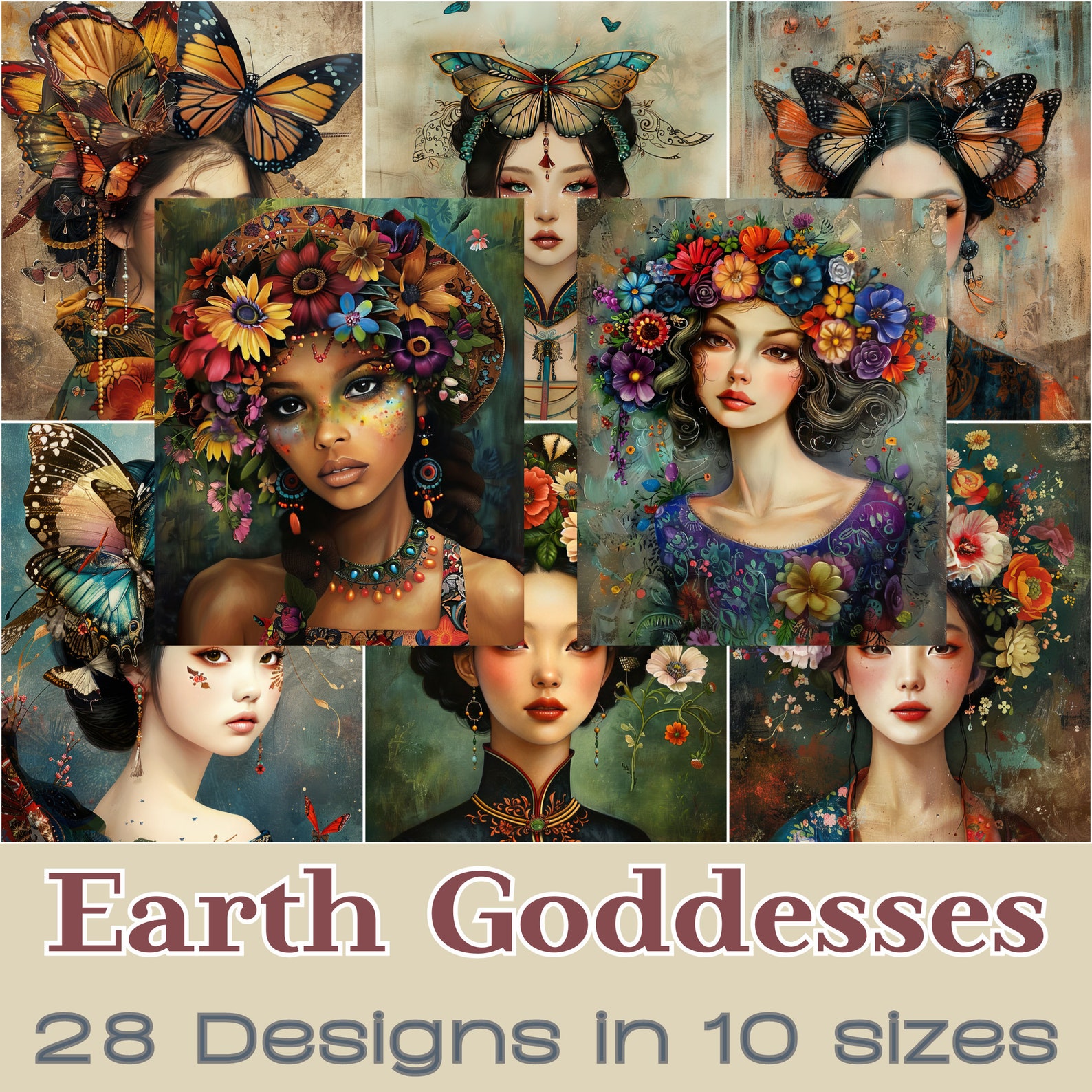 Earth Goddesses Journaling Papers | Printable ATC Cards (digital ...