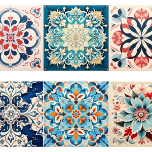 BOHEMIAN SQUARES | Boho Journaling, Mediterranean Tiles, Crafting Paper ...