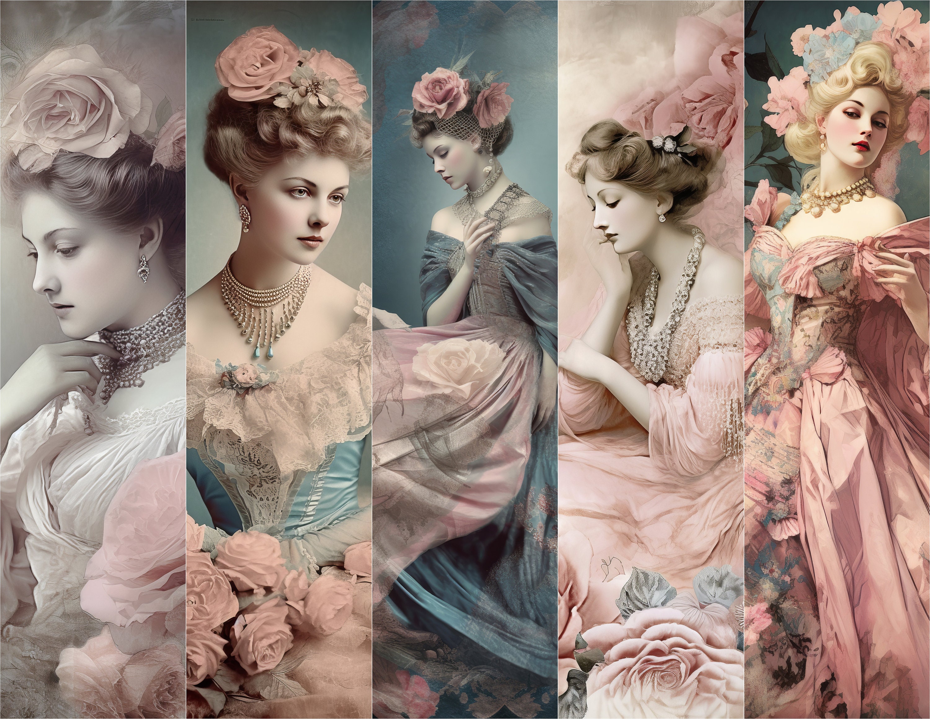 Pink Vintage Lady Journaling Cards | Printable Ephemera (digital ...