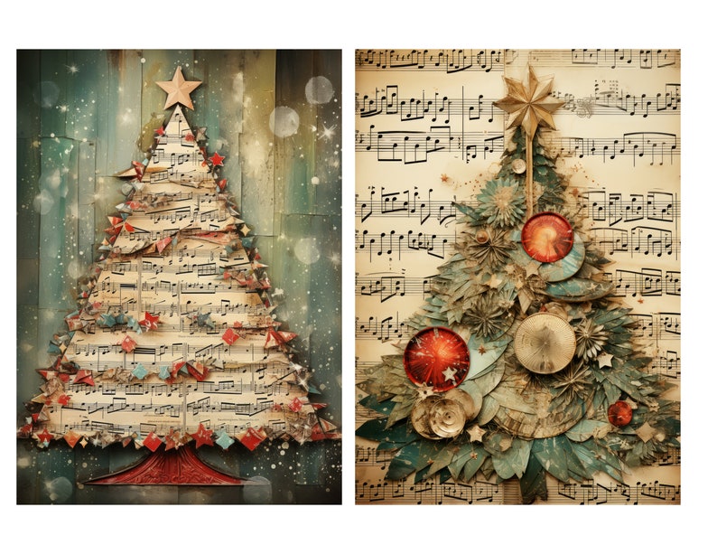 Musical Christmas Cards | Printable Ephemera, Junk Journal (digital ...