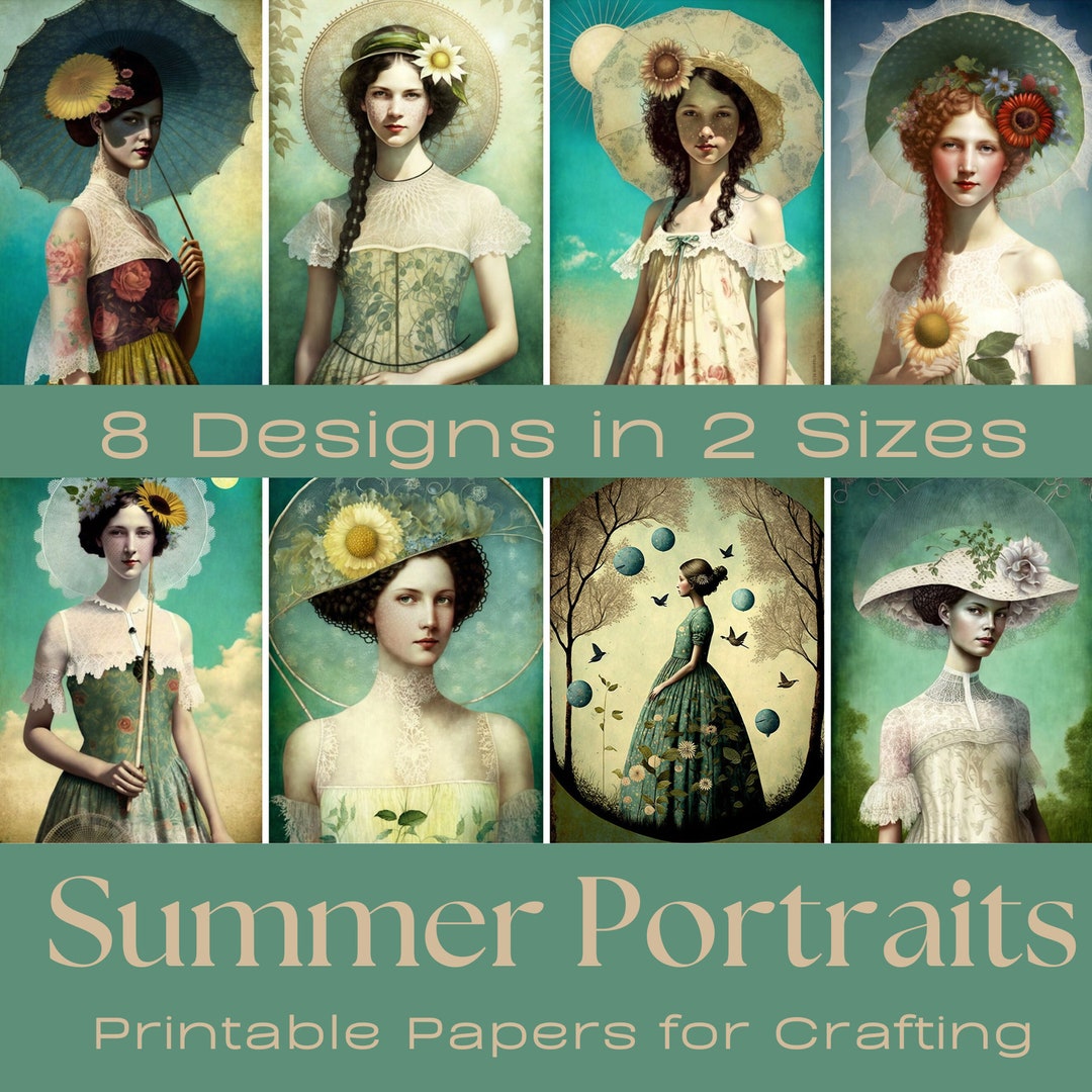 SUMMER PORTRAITS SET 1, Junk Journaling Supplies, Digital Paper ...