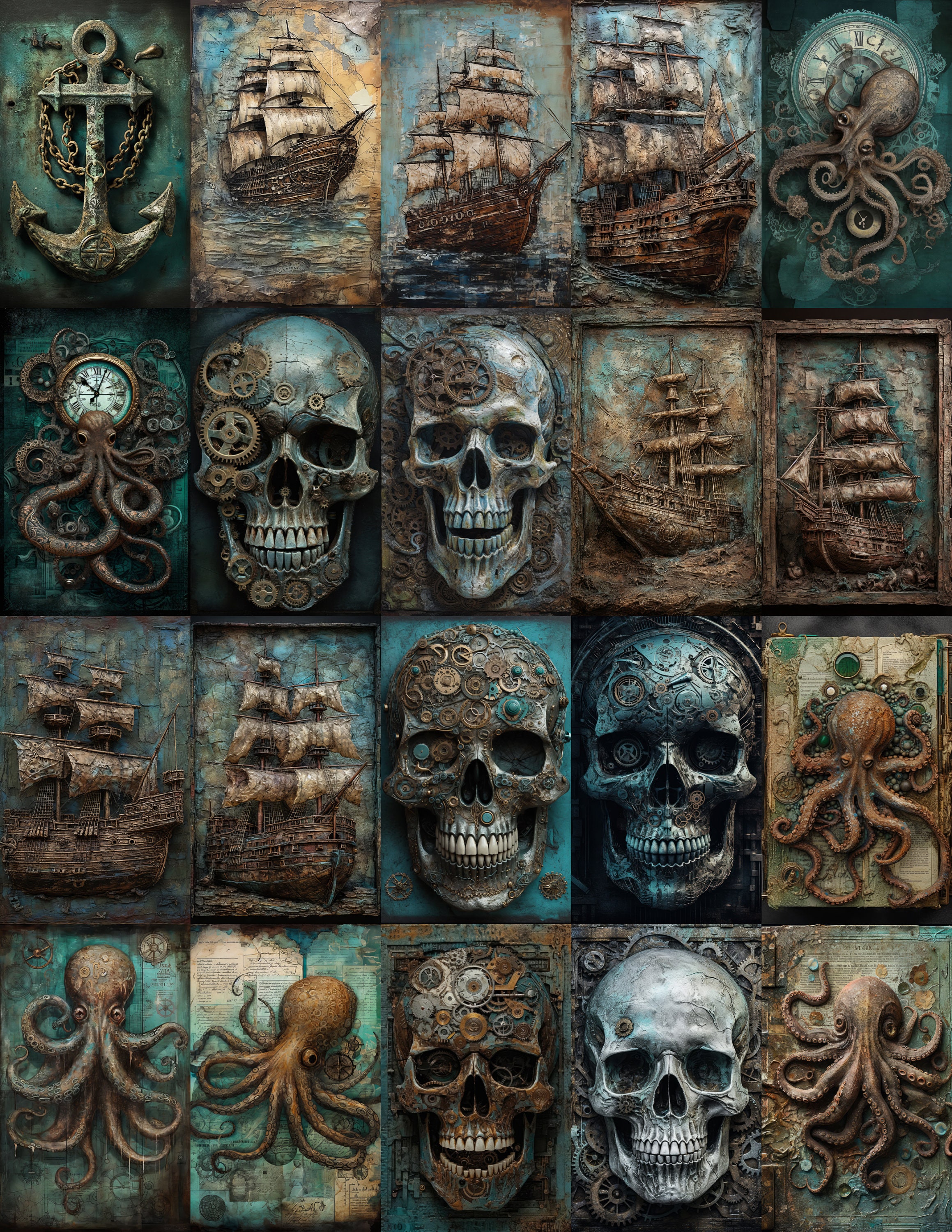 Pirate Carvings Printable Papers | Steampunk Journal Covers (digital ...