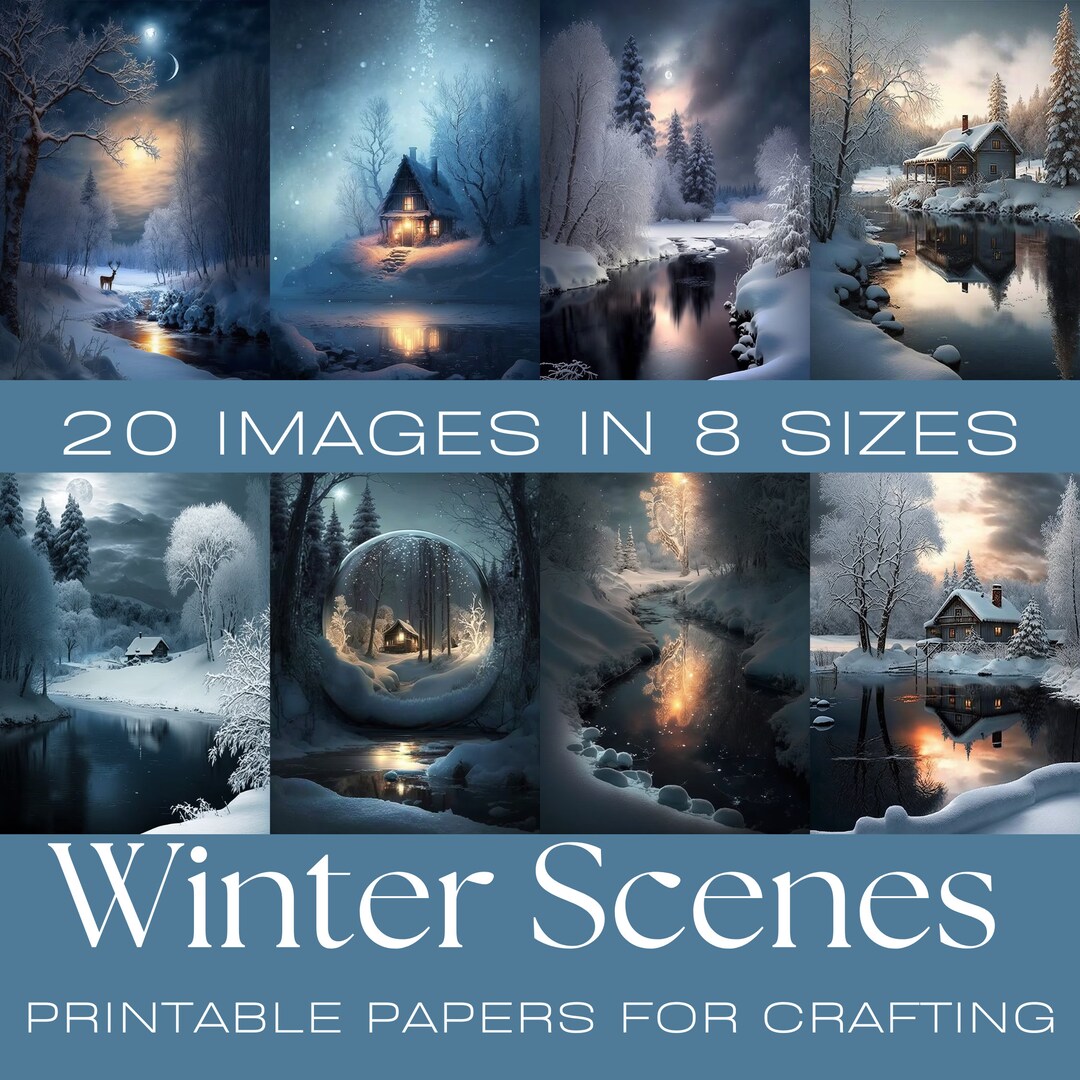 Winter Scenes Printable Journaling Cards, Ephemera (digital Download ...