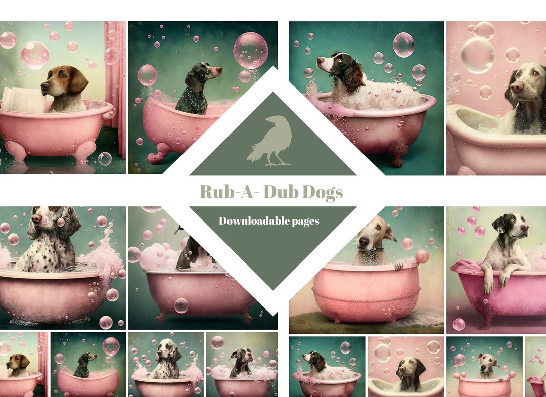 BATHTUB DOGS SET, Journaling Papers, Printables, Printable Journaling ...