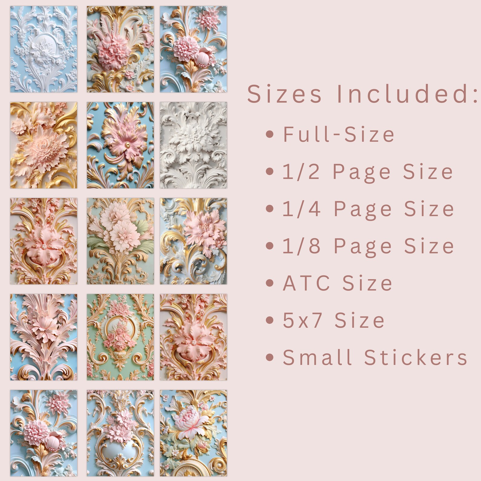 SHABBY CHIC Rococo Background Designs | Journaling Papers, ATC Card ...