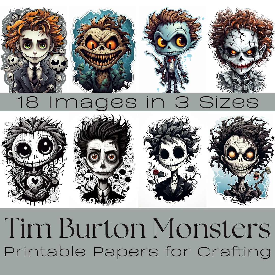 Tim Burton Style Monsters | Fussy Cut Stickers, ATC Cards, Digital ...