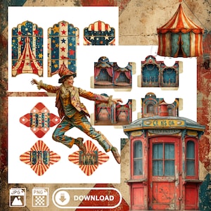 Victorian Circus Clip Art, Transparent Background, Collage Supplies ...