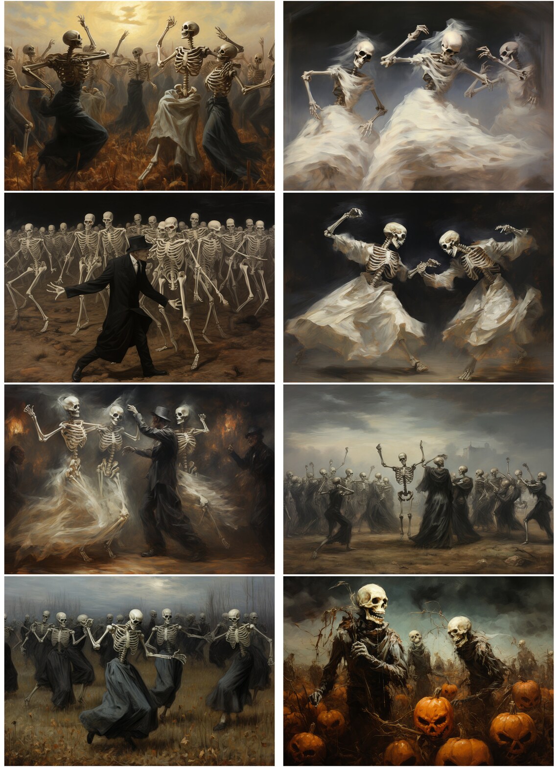 Danse Macabre Dancing Skeleton Printable Paper | ATC Cards (digital ...