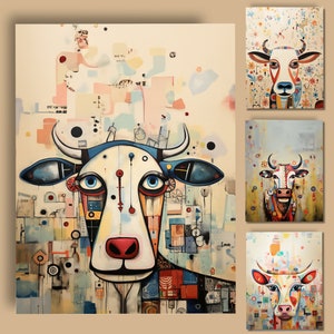 CREATIVE COWS | Mosiac Cow, Journaling Papers, Mosiac Digital Paper ...