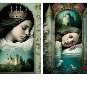 SLEEPING BEAUTY, Journaling Papers, ATC Card, Digital Paper, Printable ...