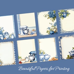 RECIPE BOOK COOKBOOK Themed Set of 70 Journaling Papers, Recipe Cards ...