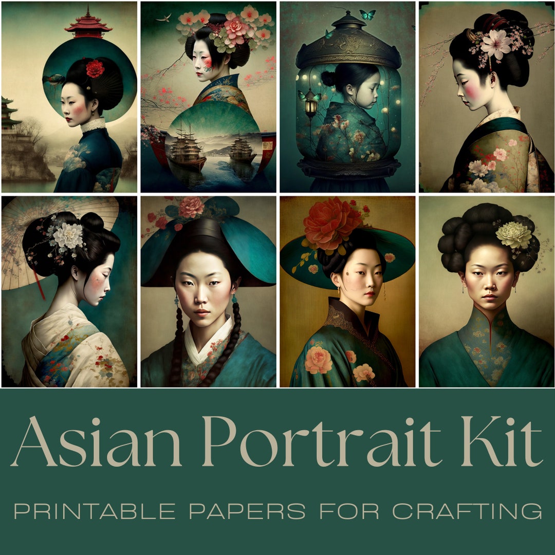 Asian Portrait Ephemera, Printable Journal Cards (digital Download) - Etsy