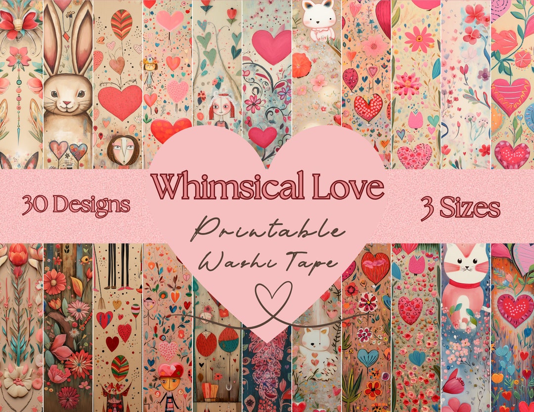 Valentines Printable Washi Tape Strips | Junk Journal Embellishments ...