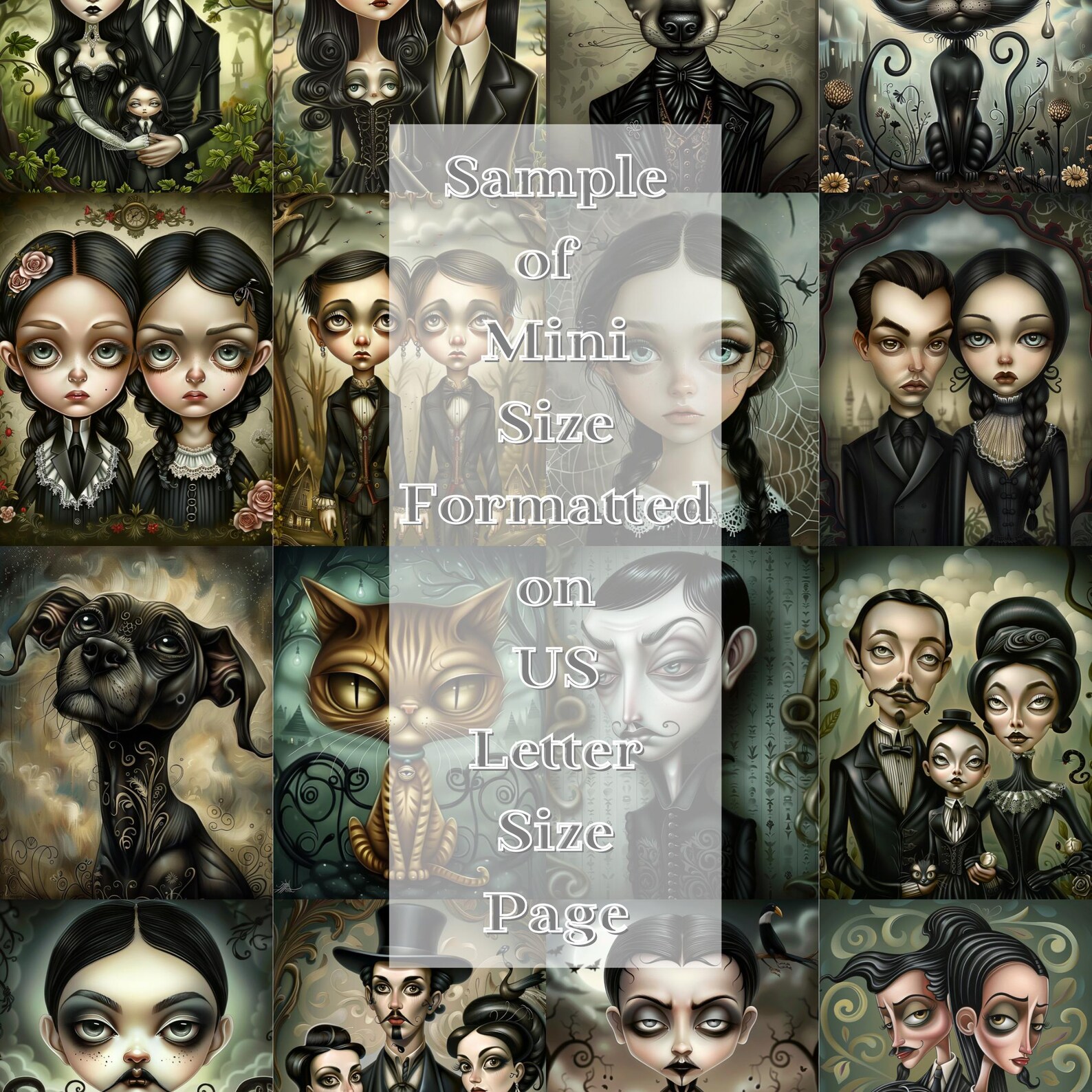 Gothic Halloween Art | Freaky Families Portrait Journaling Papers ...