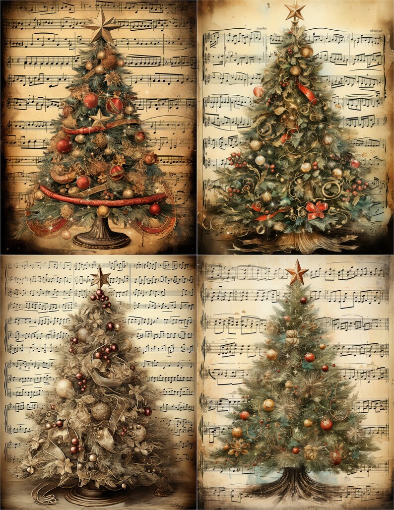 Musical Christmas Cards | Printable Ephemera, Junk Journal (digital ...